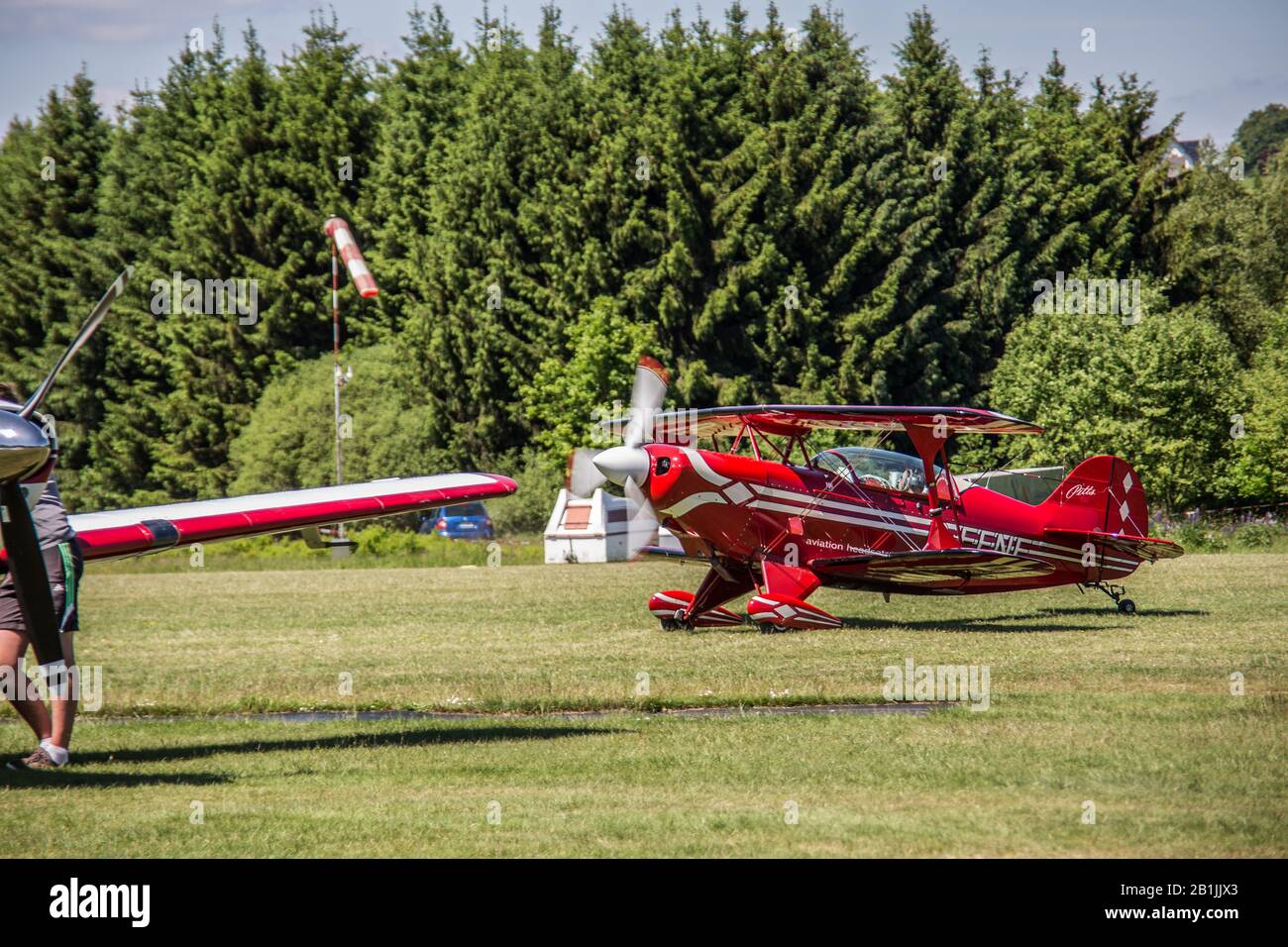 Sports airfield with runway on lawn in Wenden Stock Photo - Alamy