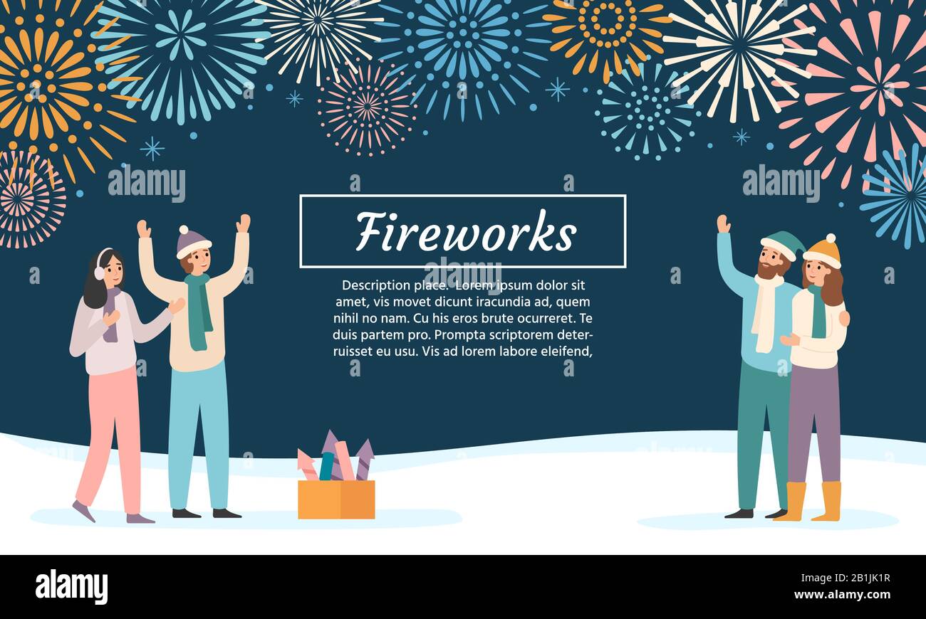 Friends launching fireworks. Group of people celebrating holidays and ...