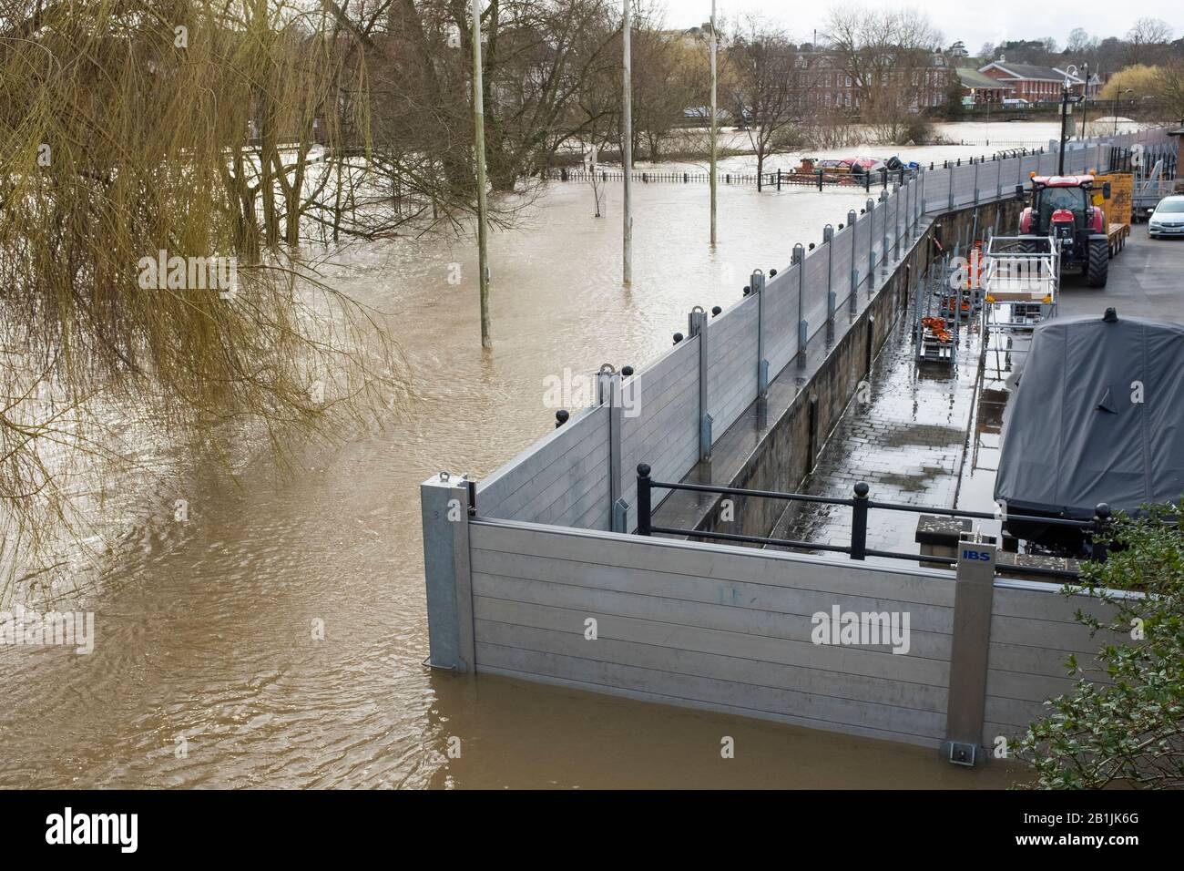 Flood Barriers Holding Back The River Severn In Frankwell Shrewsbury