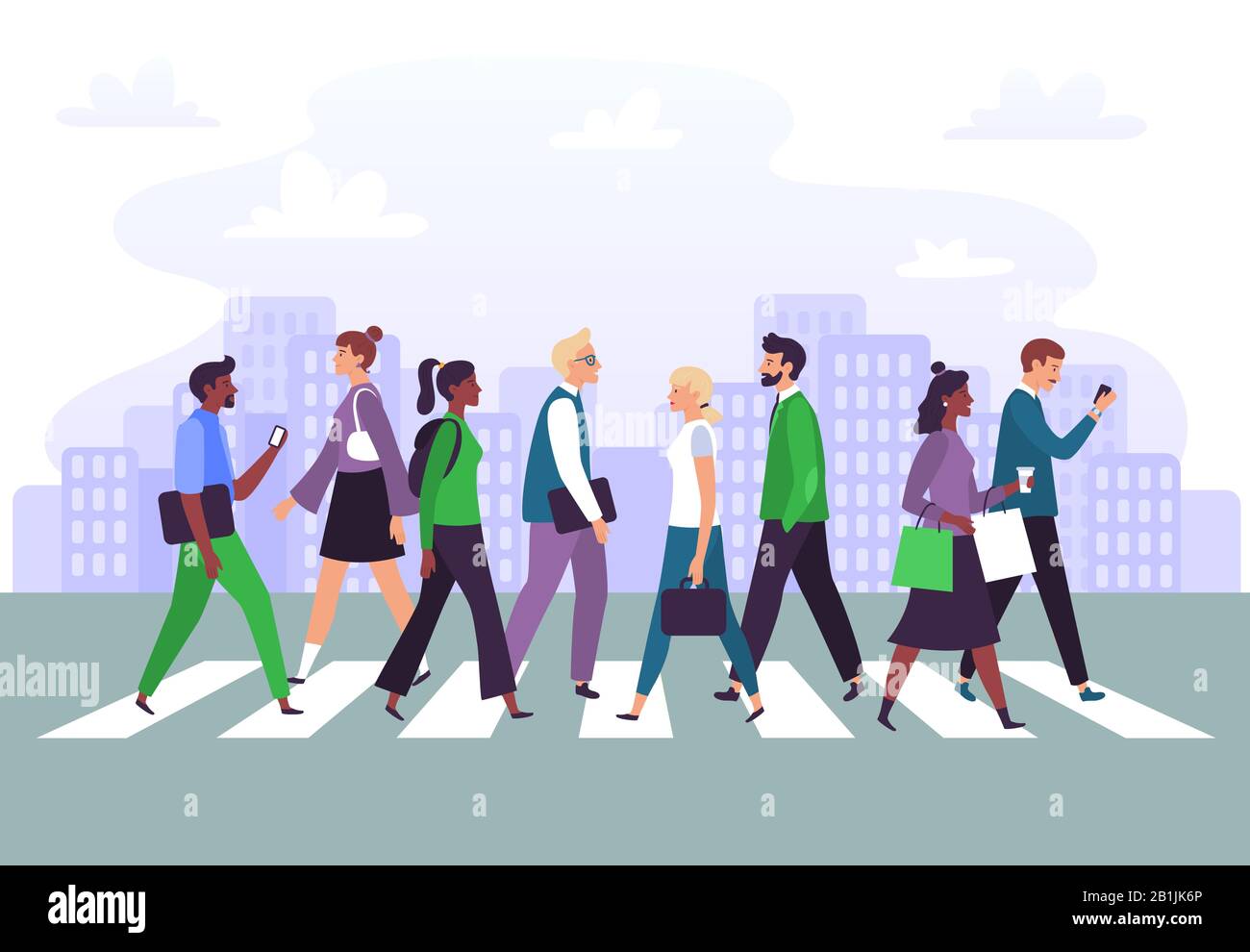 Business people cross road. Businessman crosses zebra crossing, walk to ...