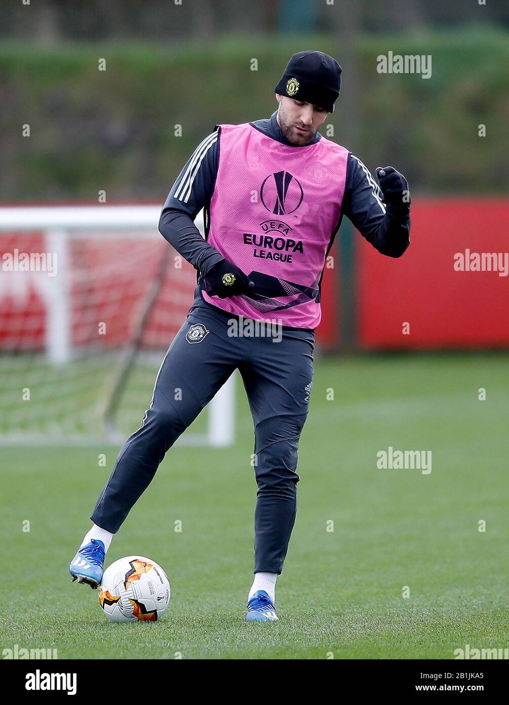 Manchester United's Luke Shaw during the training session at the Aon ...