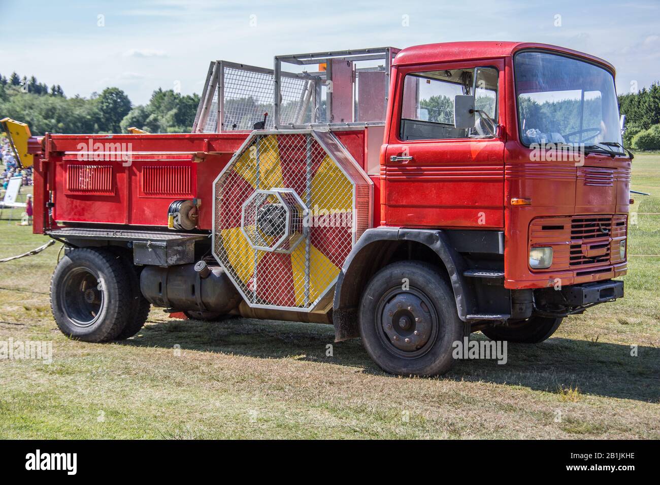 red fire engine on airfield Stock Photo - Alamy