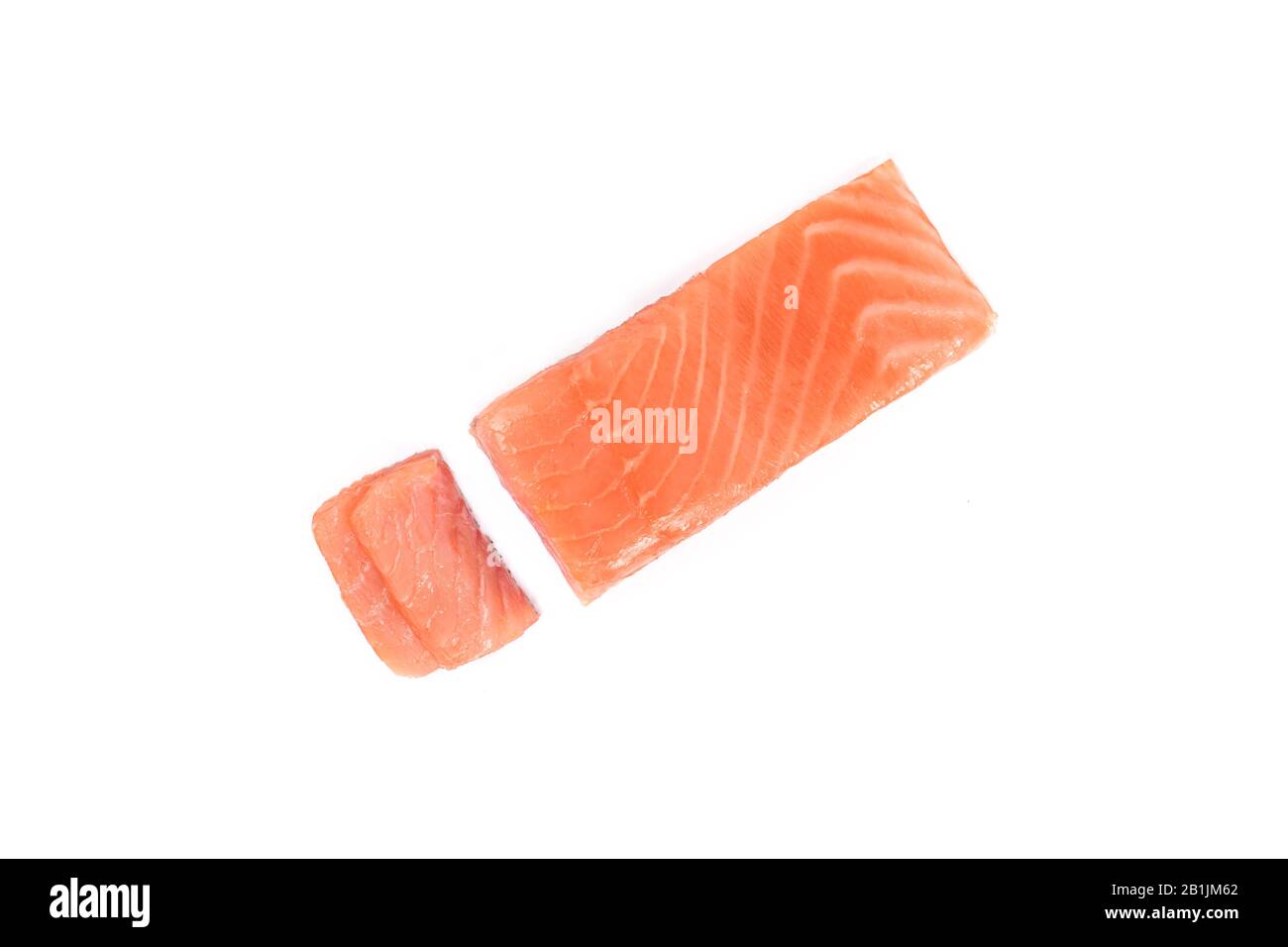 Sliced salmon fillet isolated on white background Stock Photo - Alamy