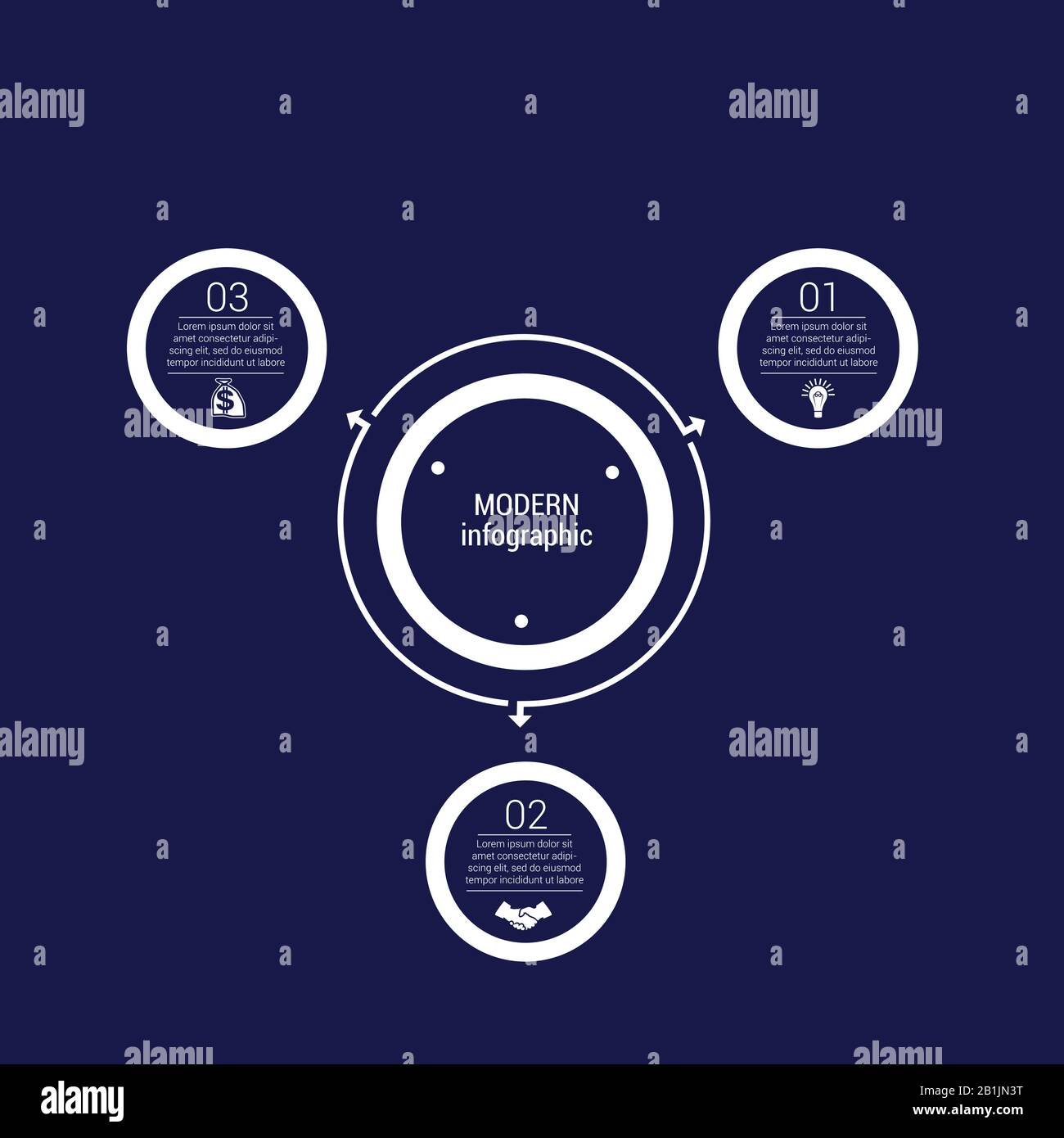 Monochrome circles in a circle. Pattern for infographic 3 positions ...