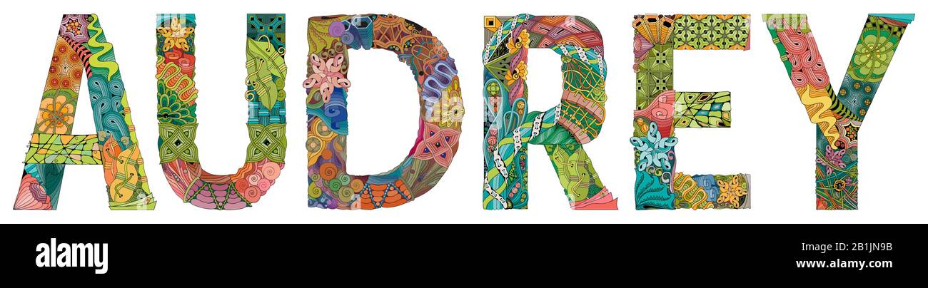 Female name Audrey. Vector decorative zentangle object Stock Vector ...