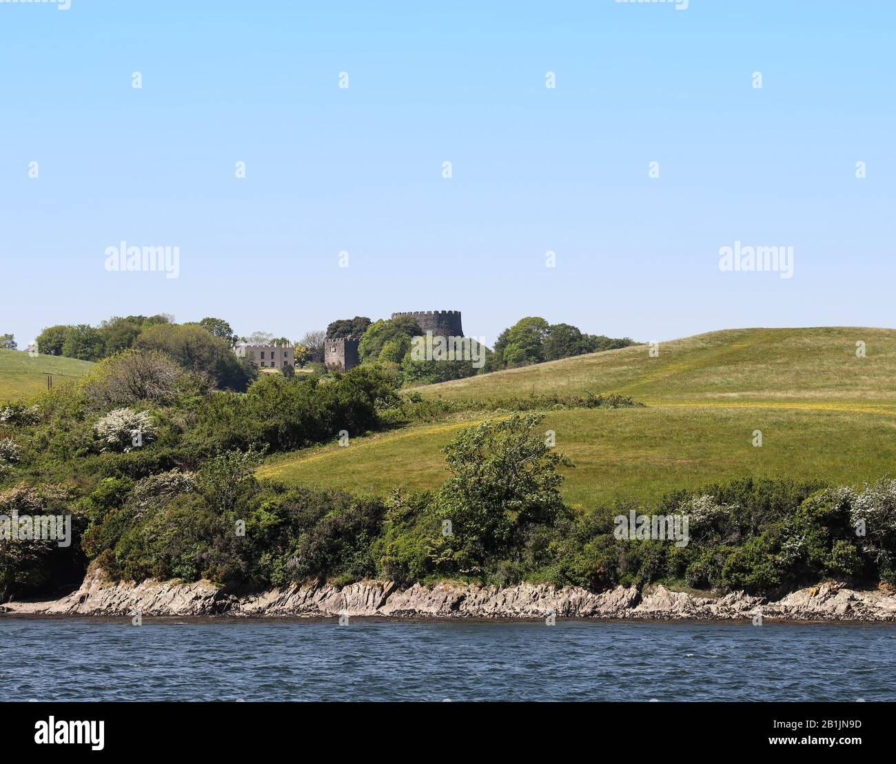 Trematon House and Castle near Saltash in Cornwall seen from the River ...
