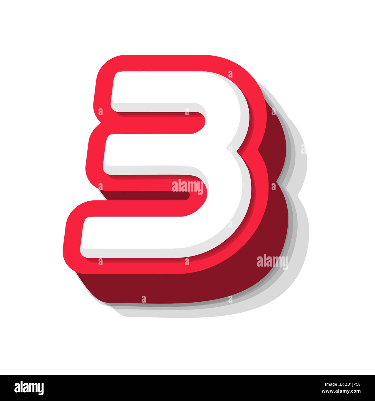 3D bold funny number 3, heavy type for modern super hero monogram ...