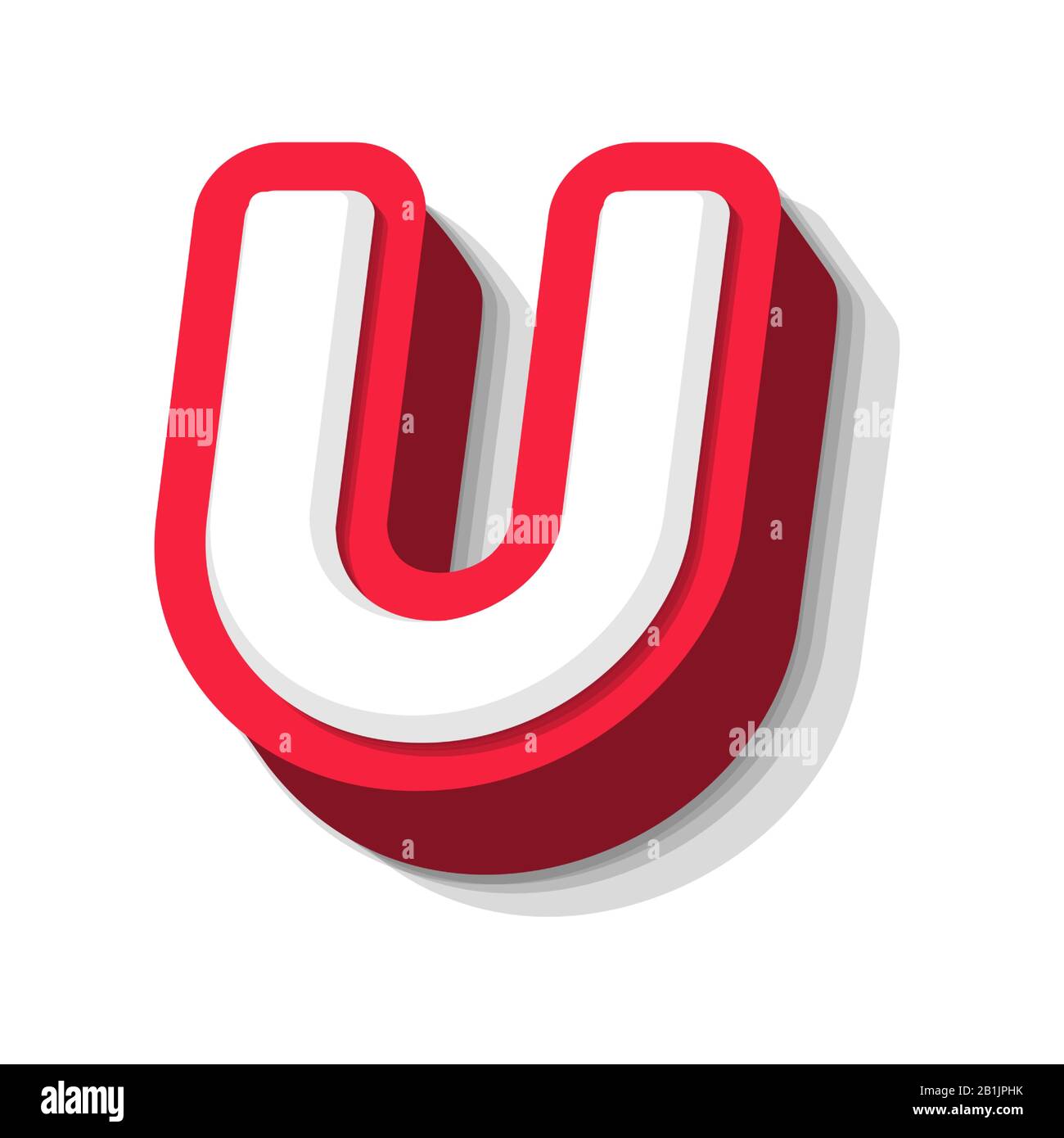 3D bold funny letter U, heavy type for modern super hero monogram ...