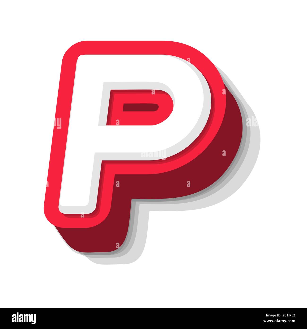 3D bold funny letter P, heavy type for modern super hero monogram ...