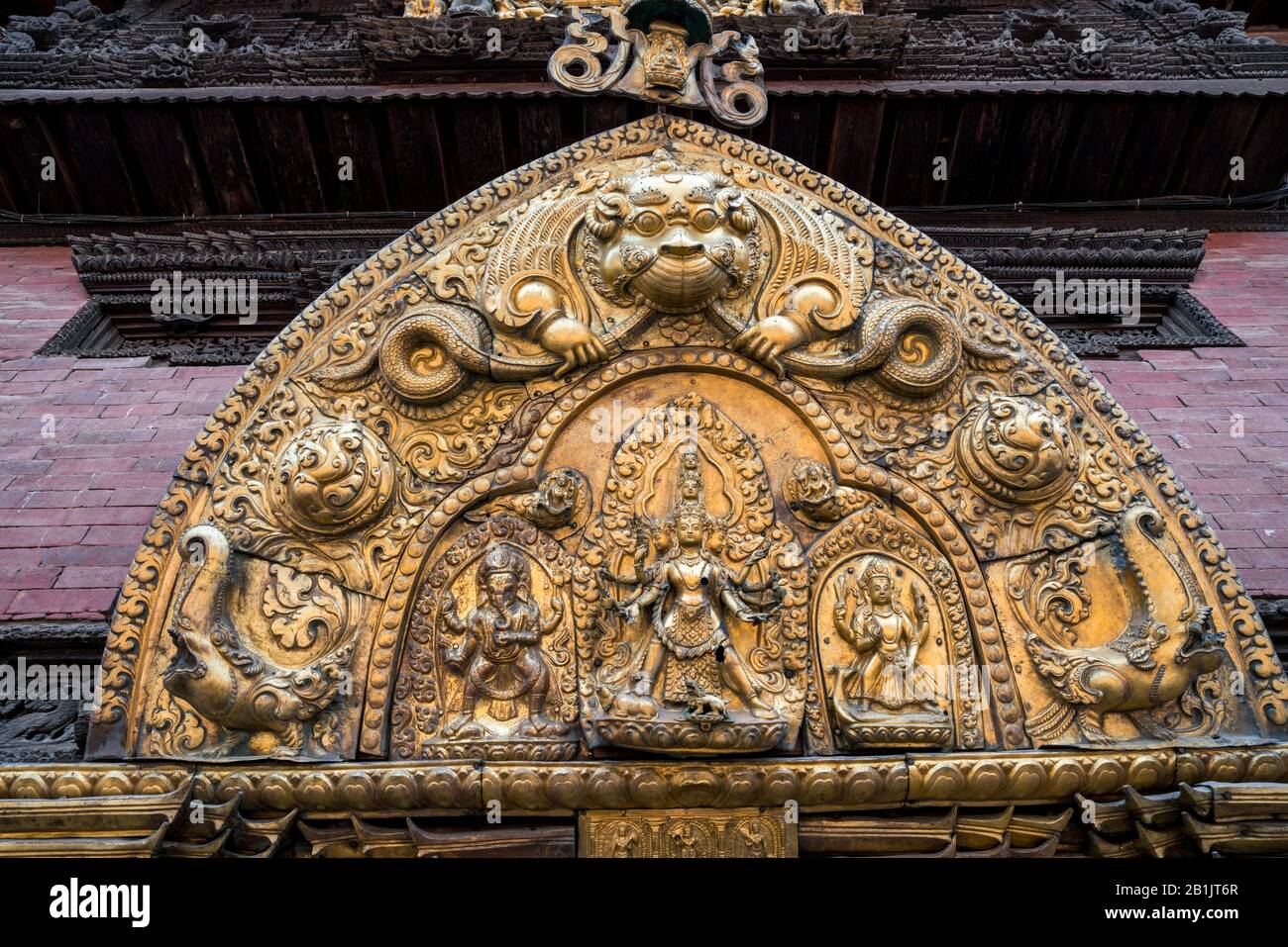 Detail of entrance gate to Taleju Temple at Durbar Square in Lalitpur ...