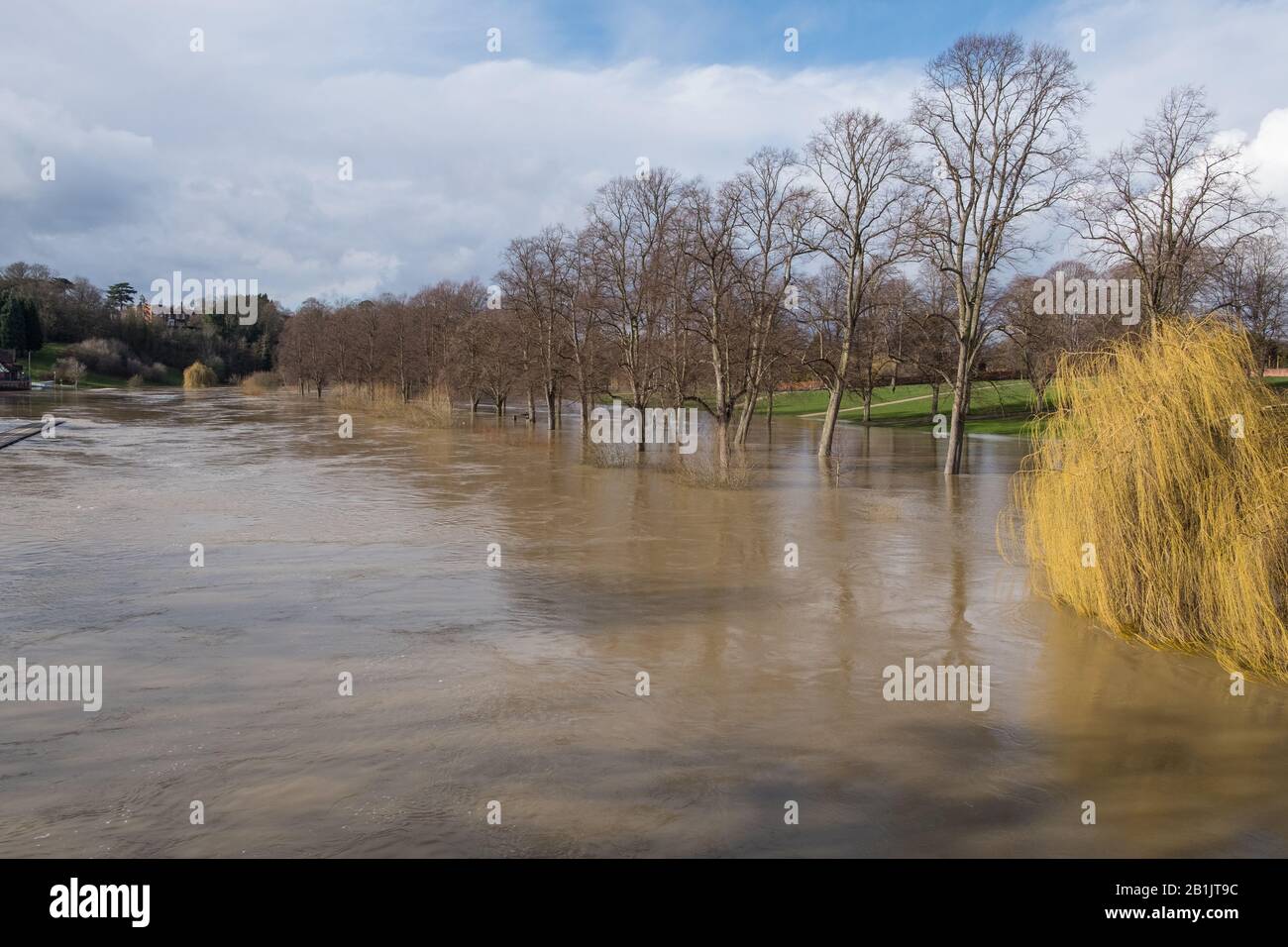 Shrewsbury Shropshire 25 February 2020 Unprecedented Water Levels On