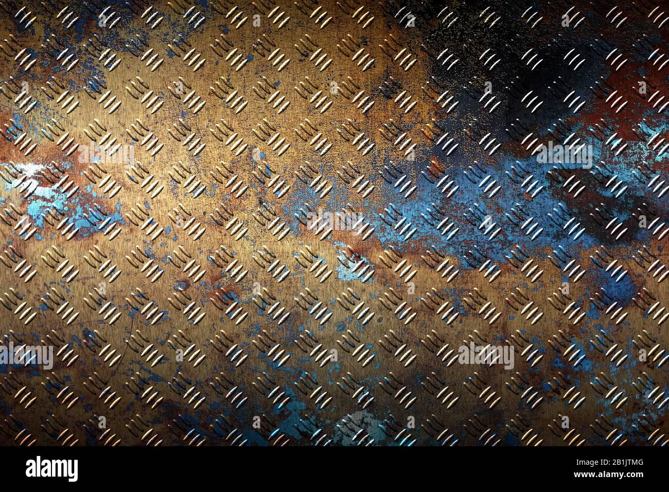 grunge diamond plate. dirty rust metal background and texture. 3d ...
