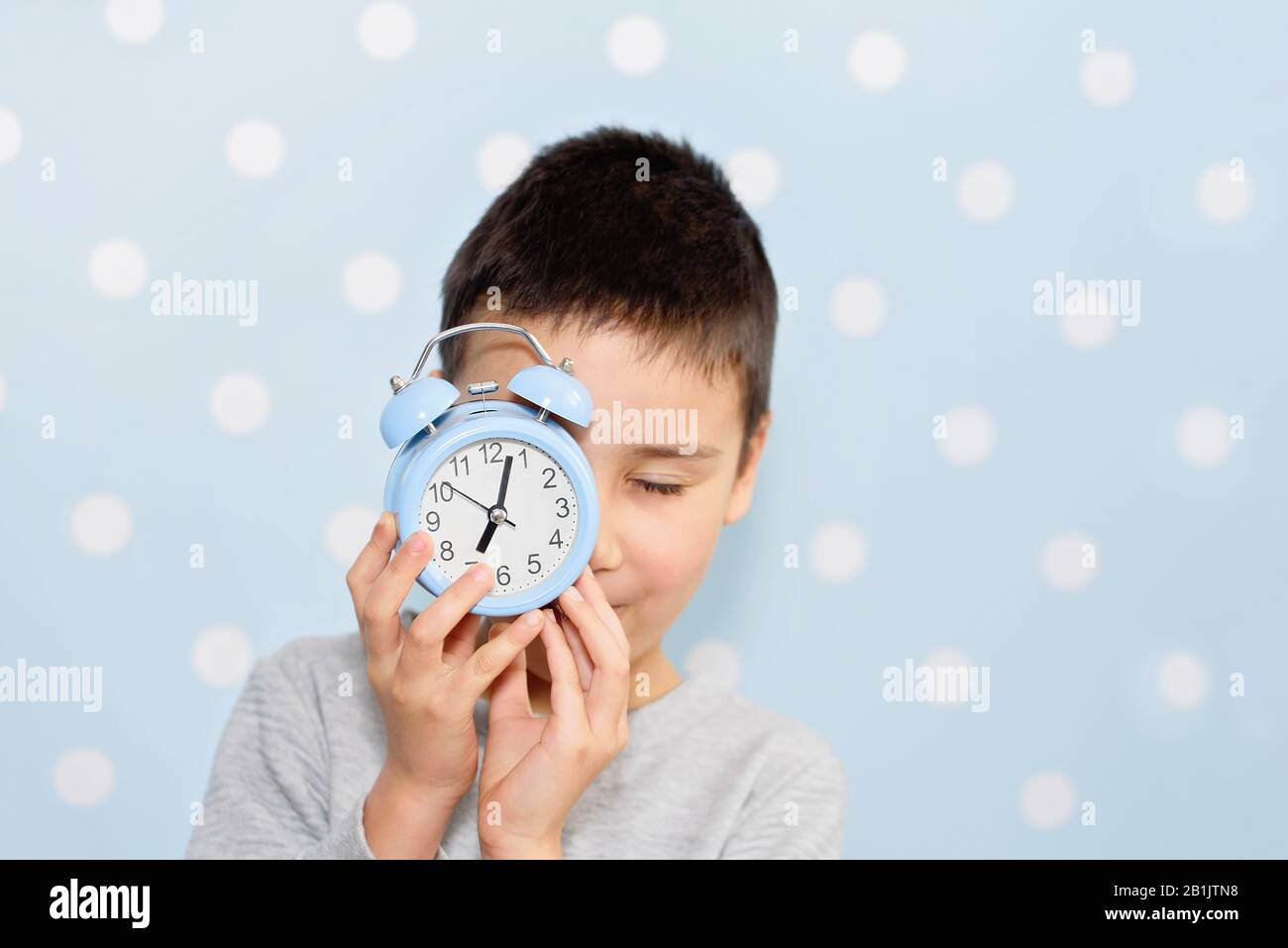 Boy Alarm Clock Happy Bed High Resolution Stock Photography and Images ...
