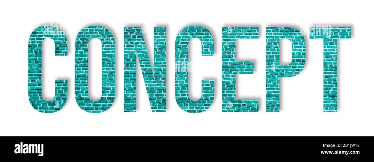 Overlay of the word concept on blue or mint brick wall isolated on ...