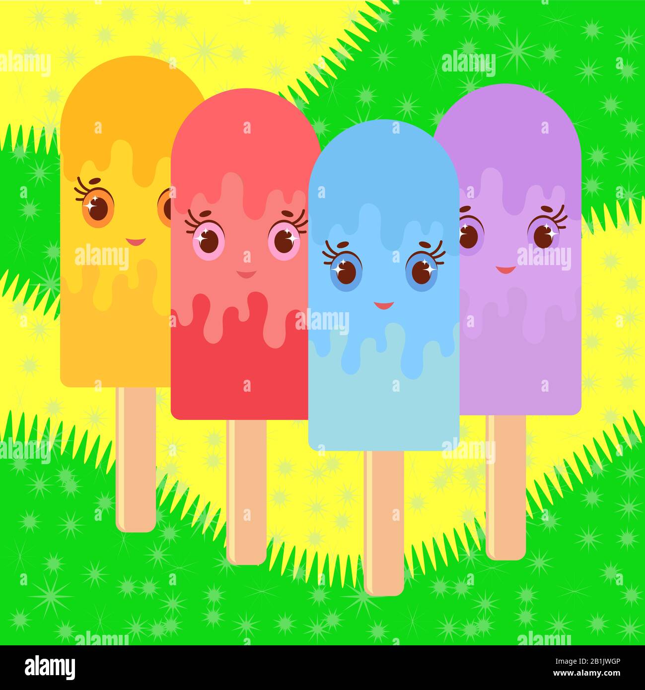 Yellow popsicle on blue Stock Vector Images - Alamy