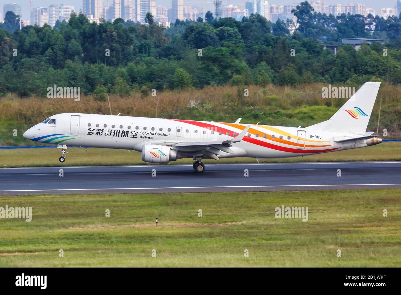 Chengdu, China – September 22, 2019: Colorful Guizhou Airlines Embraer ...