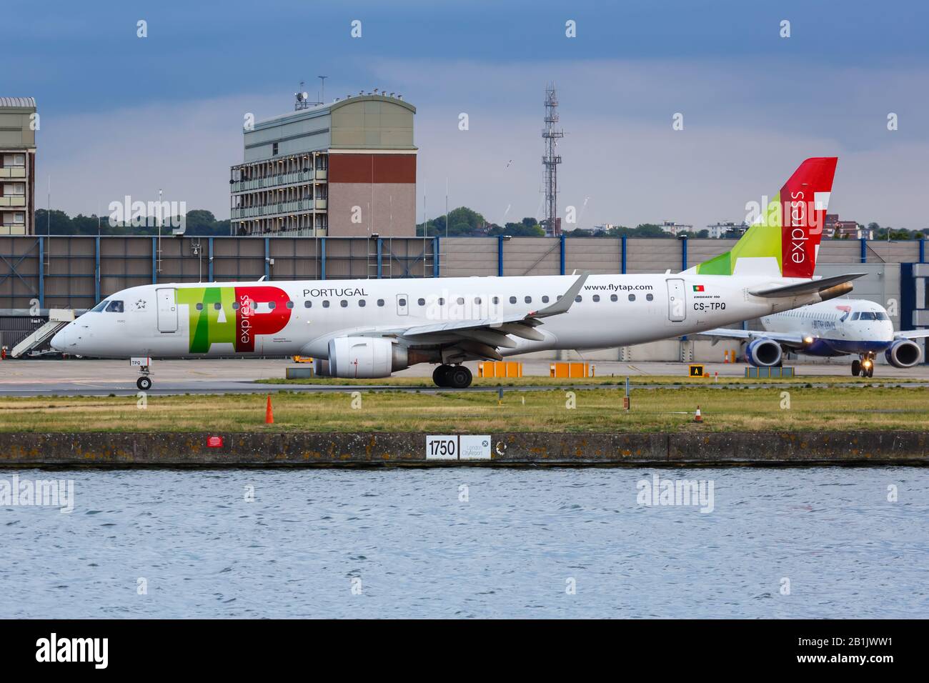 London, United Kingdom – July 7, 2019: TAP Portugal Express Embraer 190 ...