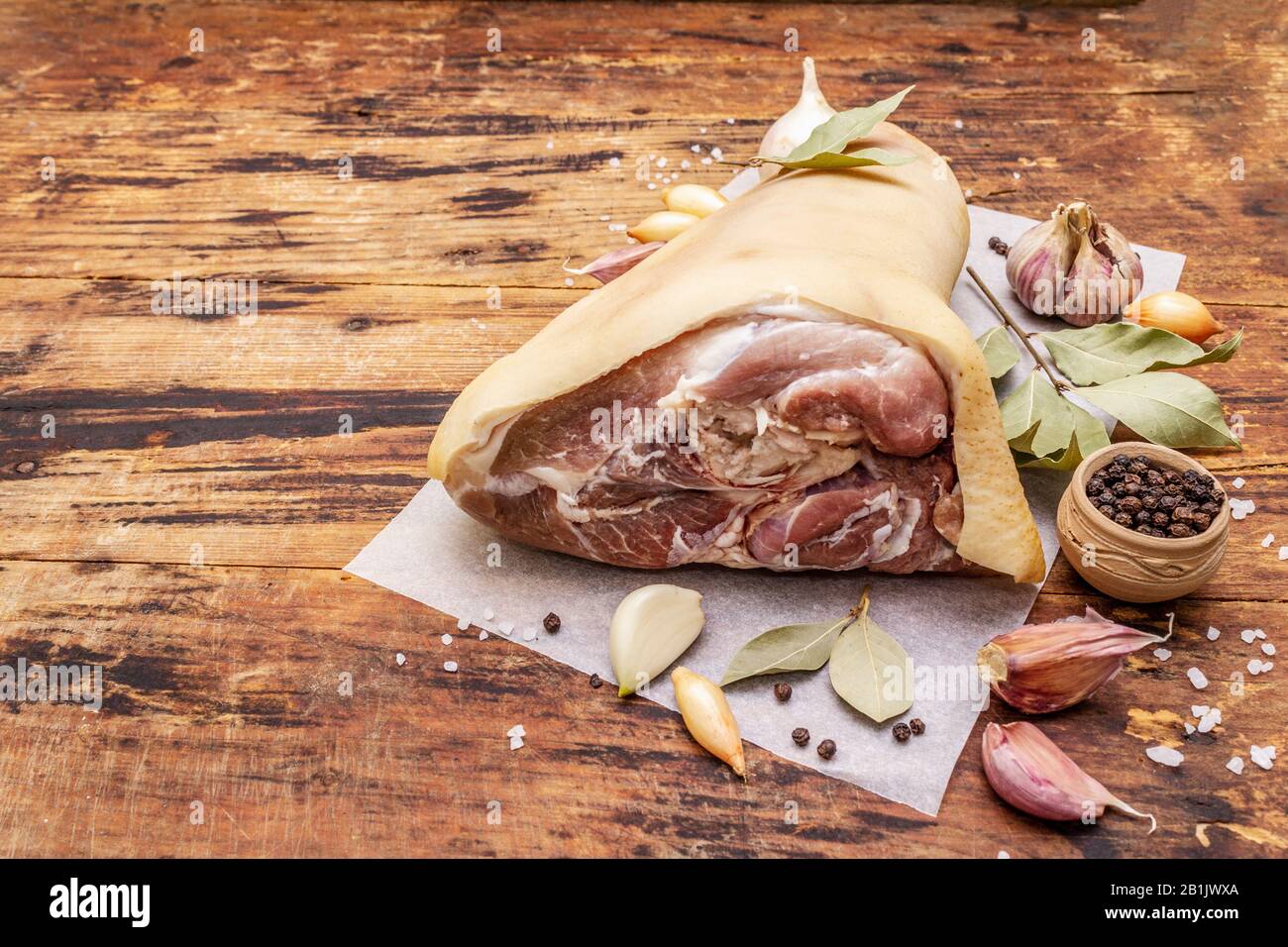 Raw pork meat - hock, knuckle or leg. Traditional ingredient for ...