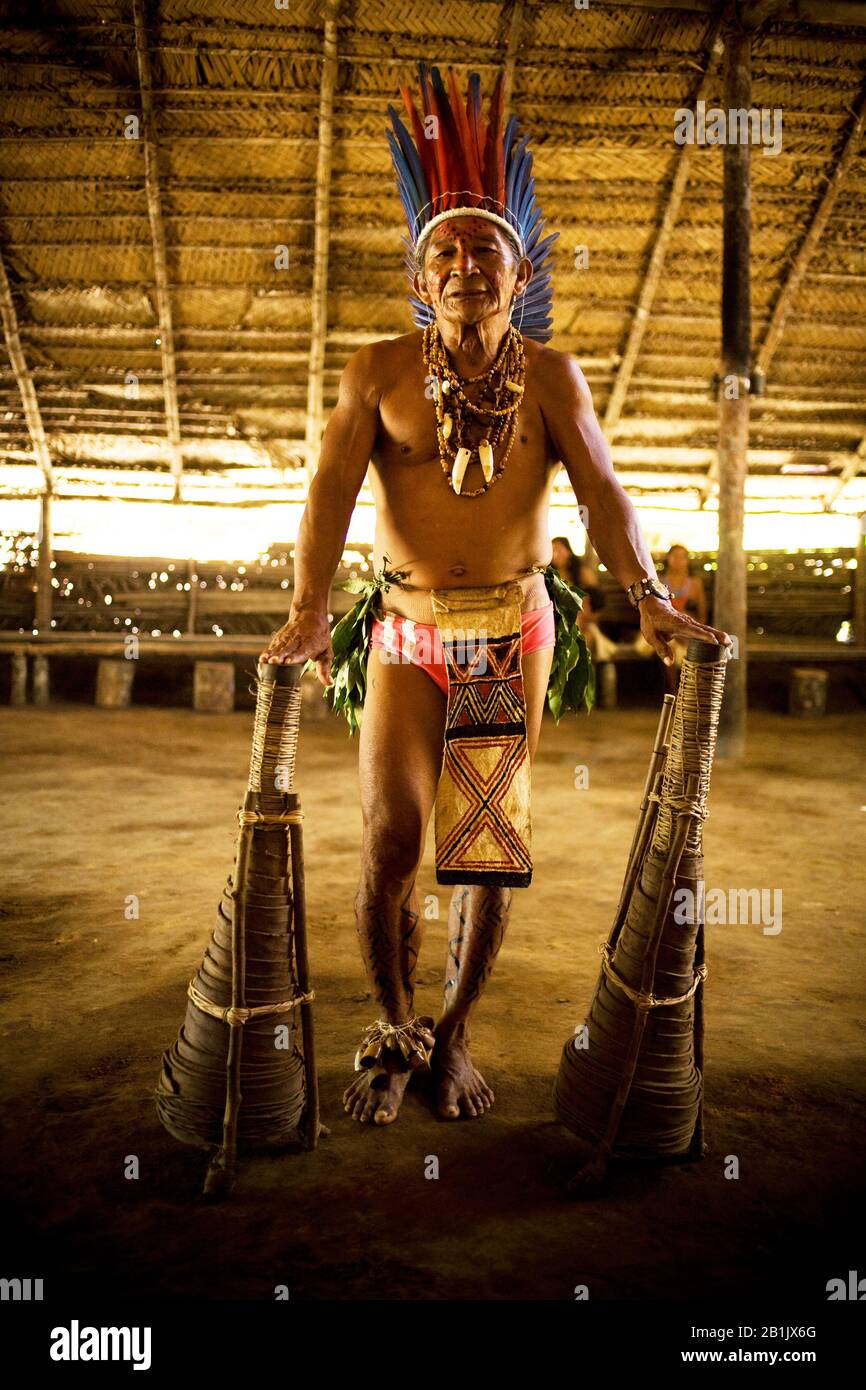 Indian, Indigenous dance, Dessano Tribe, Tupé Community, Manaus ...