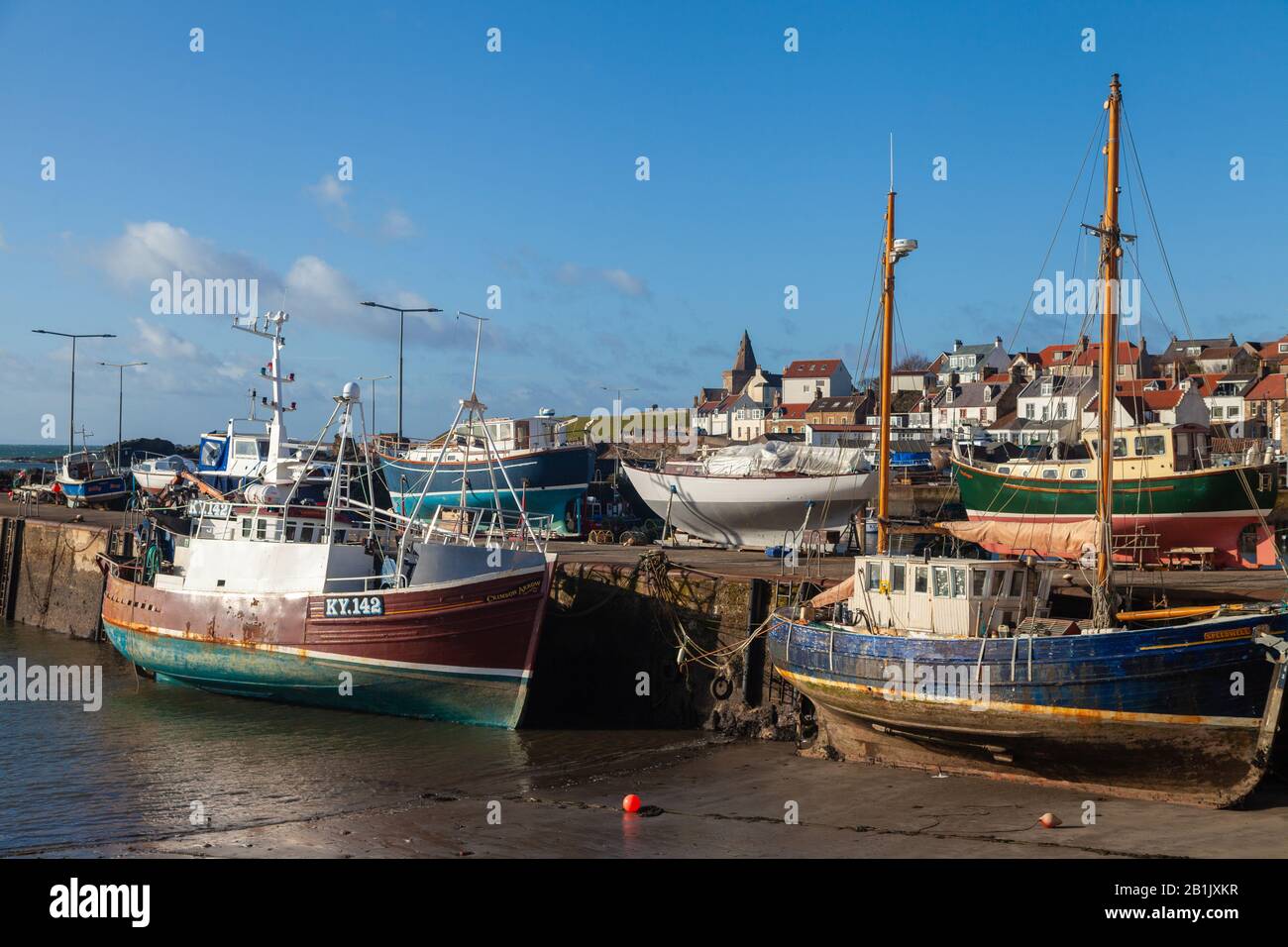 The working fishing harbour of St Monans Fife Scotland Stock Photo - Alamy