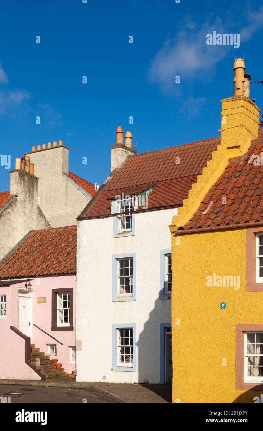 Traditional old houses in the pretty village of St Monans, Fife ...