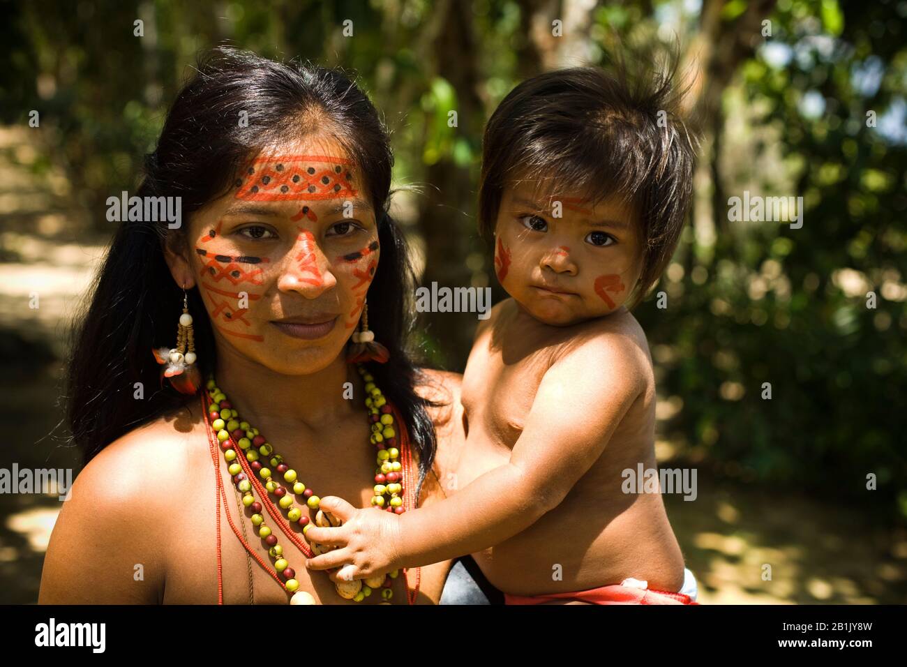 India with Child in the Lap, Dessano Tribe, Tupé Community, Manaus ...