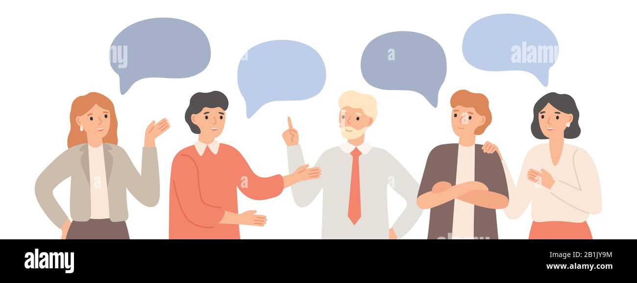 Thinking team. Teamwork communication, office workers communicate and ...
