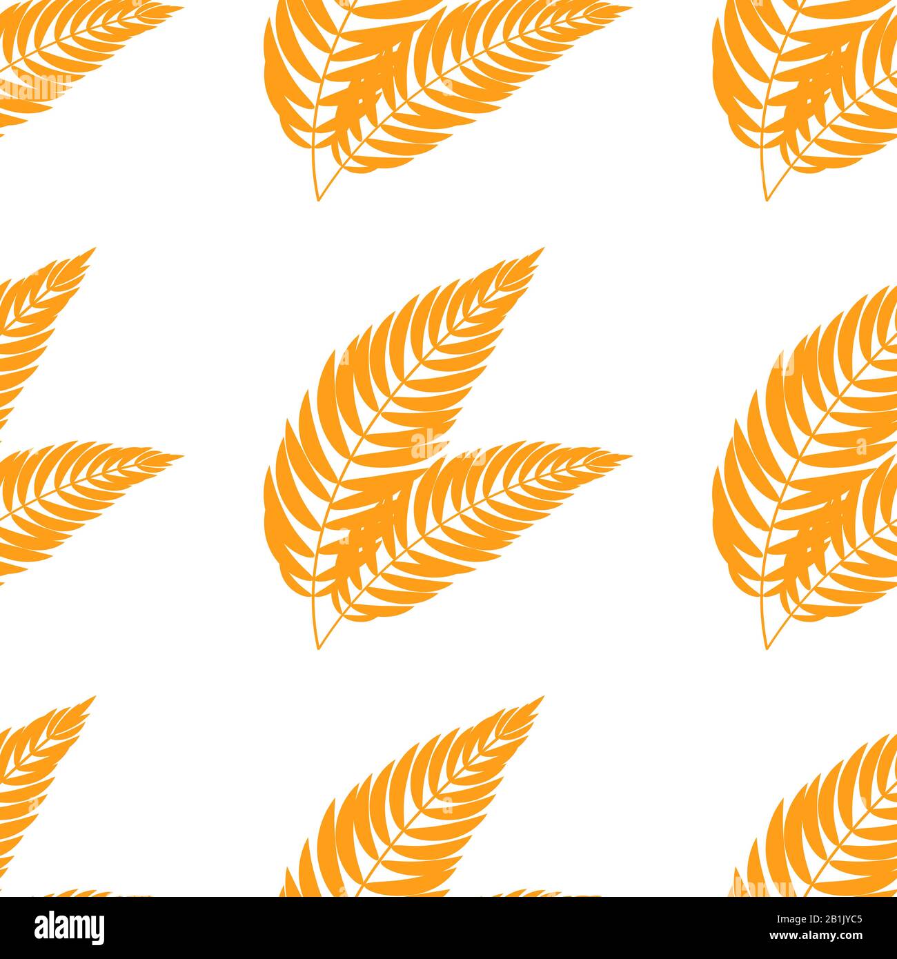 Color seamless pattern of flat abstract isolated orange leaf curving in ...