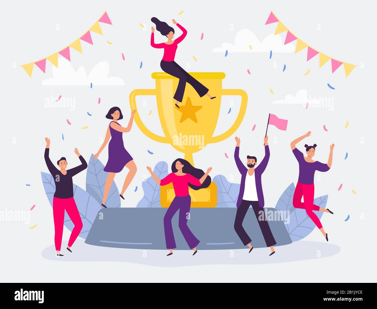 Celebration team group trophy winners hi-res stock photography and images - Alamy