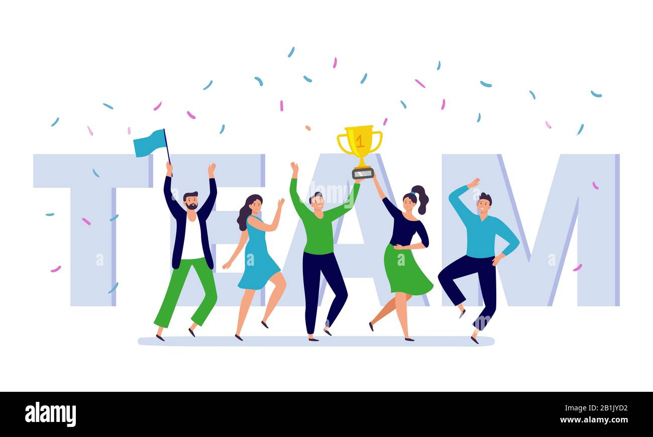 Team of corporate people celebration. Happy office workers celebrate ...