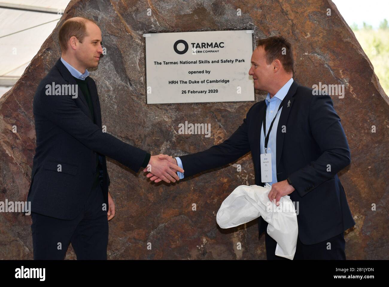The Duke of Cambridge, with Martin Reilly of Tarmac, unveiling a plaque ...