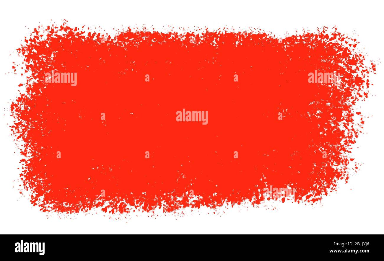 Thick red paint textured brush stroke isolated on white background for ...