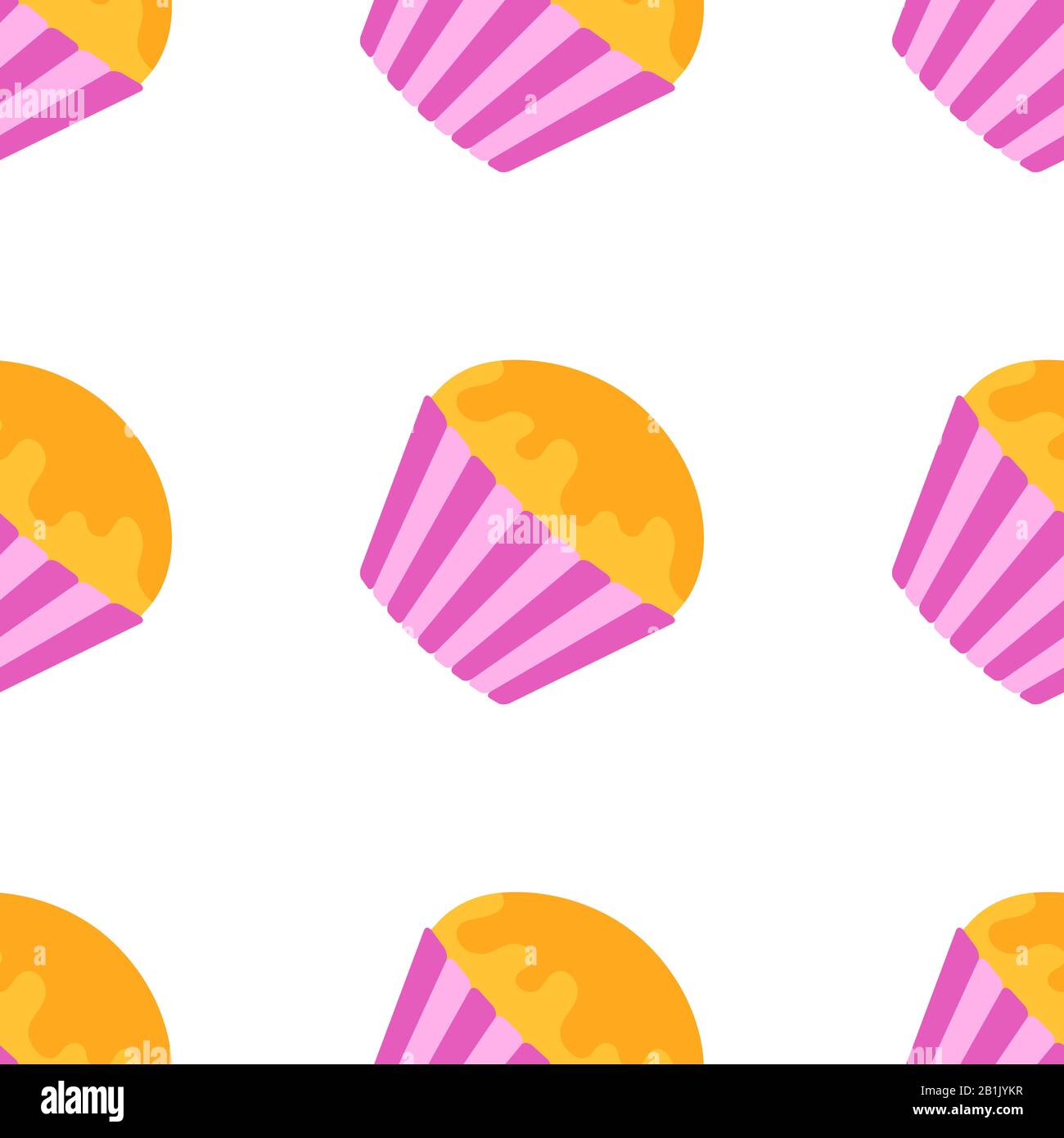 Color seamless pattern of delicious pink cakes with frosting. Simple ...