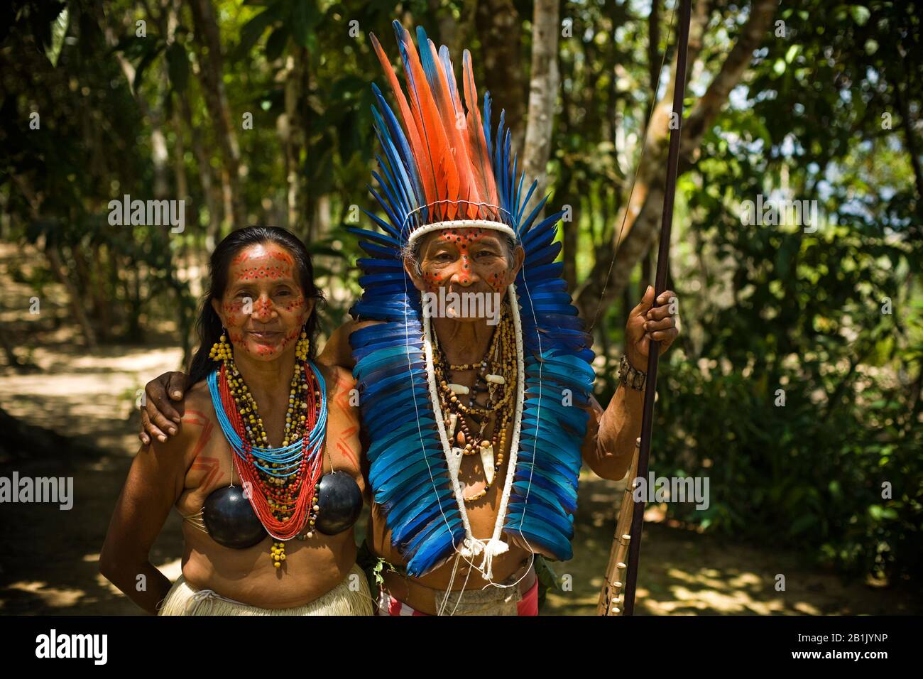 Indian, Indigenous couple, Dessano Tribe, Tupé Community, Manaus ...