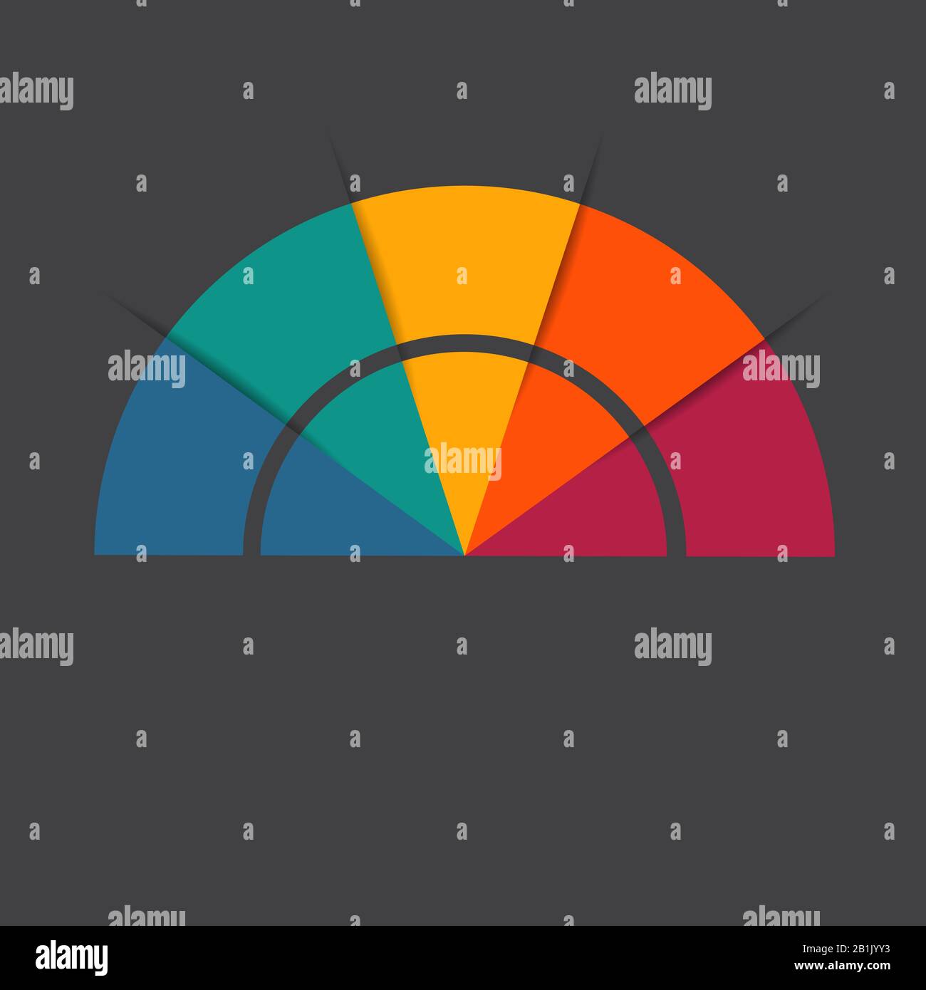 Infographic on dark background. Color Semicircle. Template with text ...
