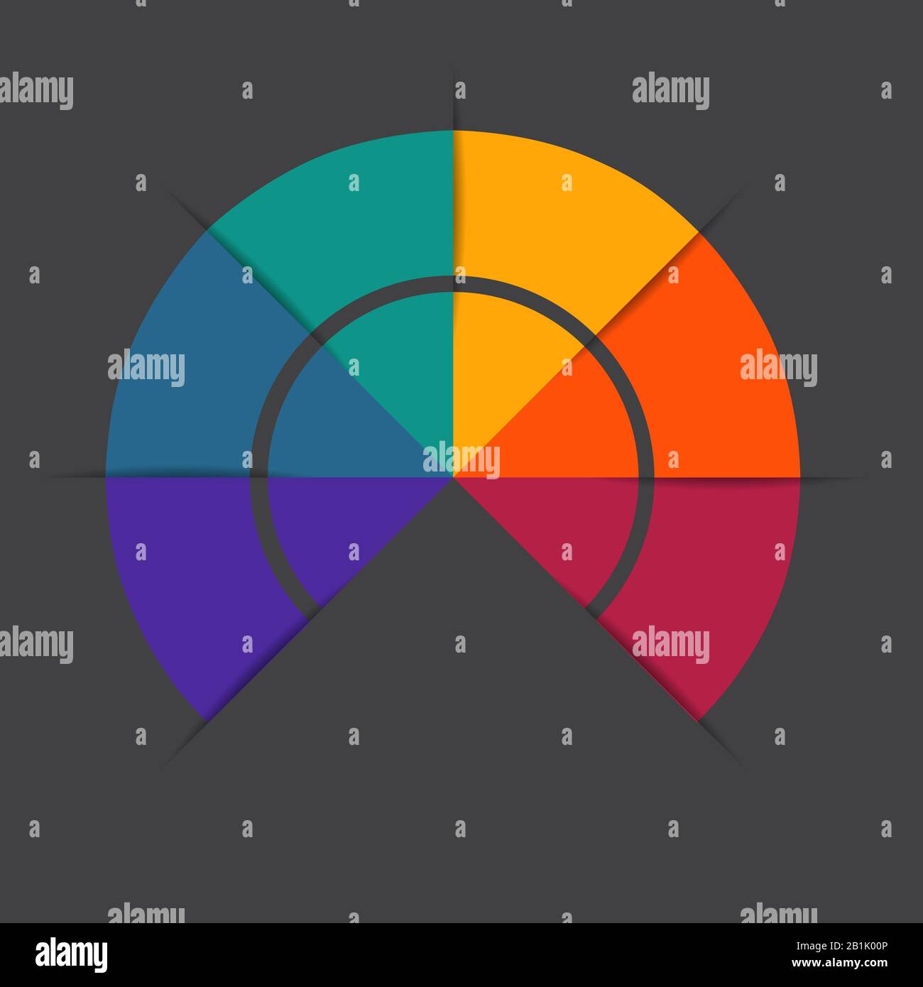 Infographic on dark background. Color Semicircle. Template with text ...