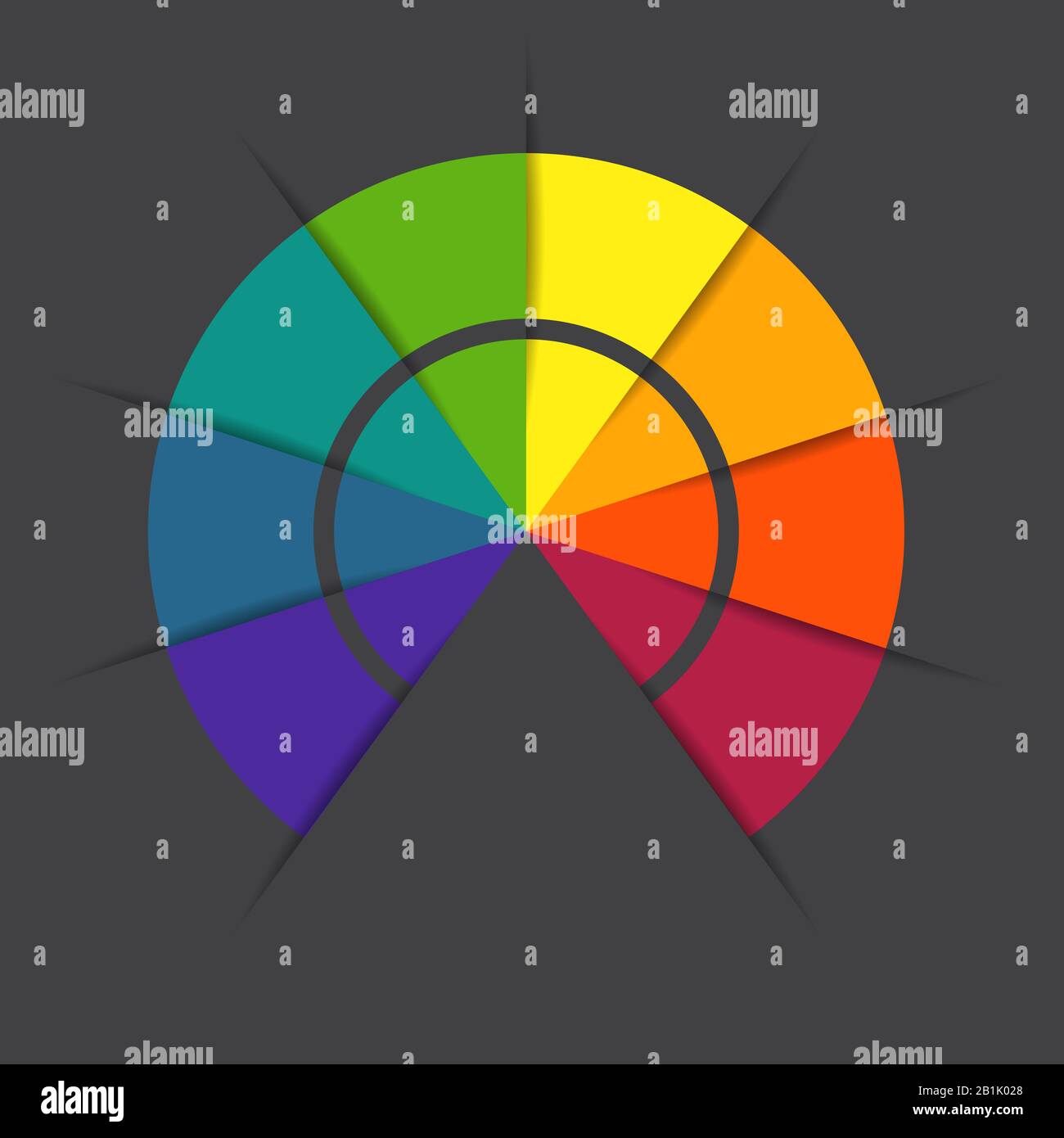Infographic on dark background. Color Semicircle. Template with text ...