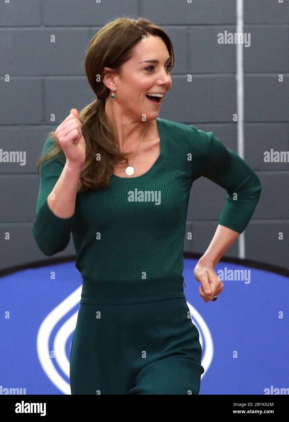 The Duchess of Cambridge smiles during a short race against para ...