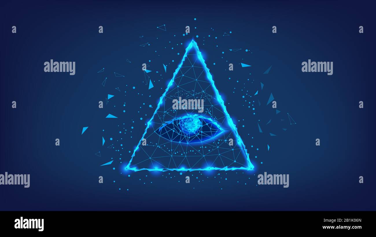 Polygonal eye in the pyramid of 1 dollar bill. Dollar USA, pyramid, Eye ...