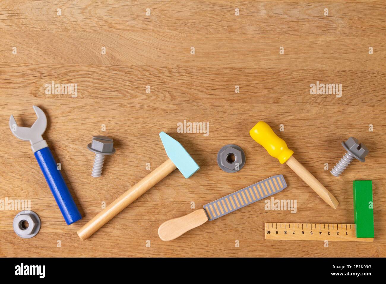 Wooden kids toys screwdriver, plier, bolts, nuts and other construction ...