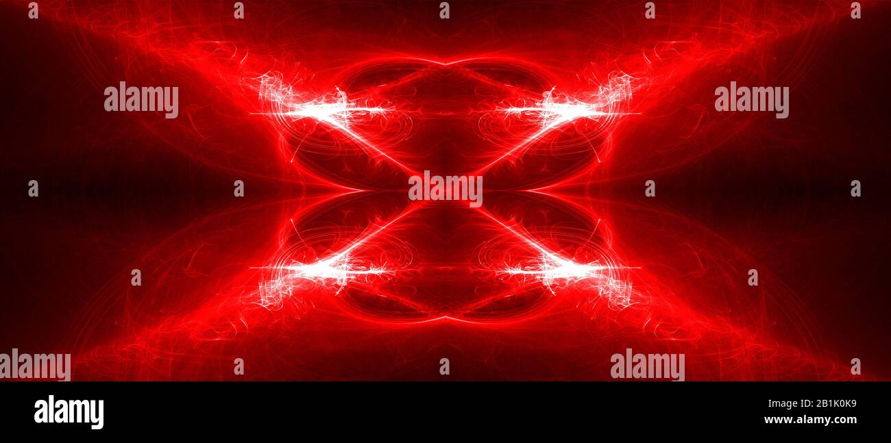 red circular wave glow. kaleidoscope lighting effect. abstract ...