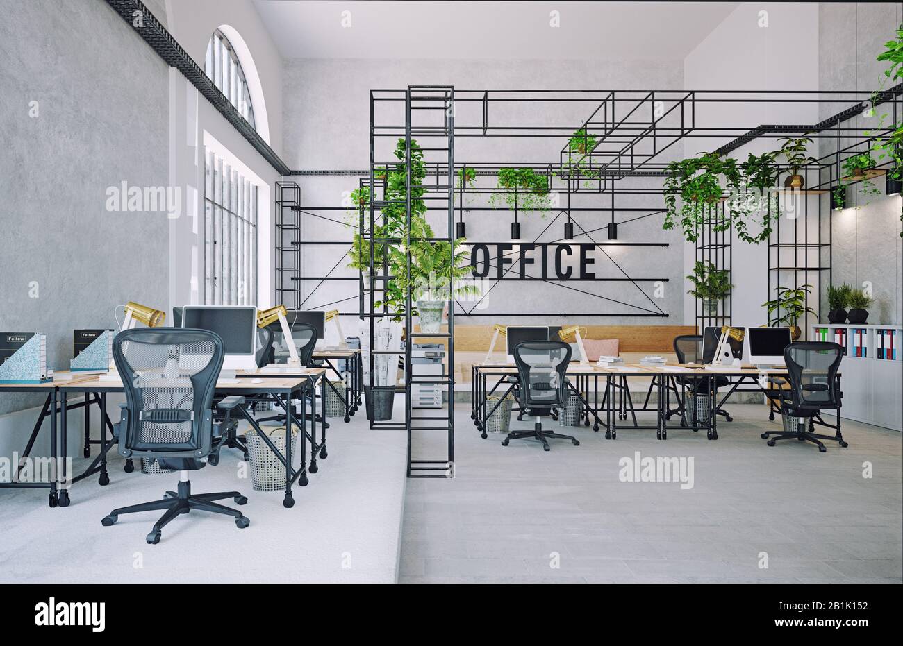 contemporary office interior. 3d rendering design concept Stock Photo ...