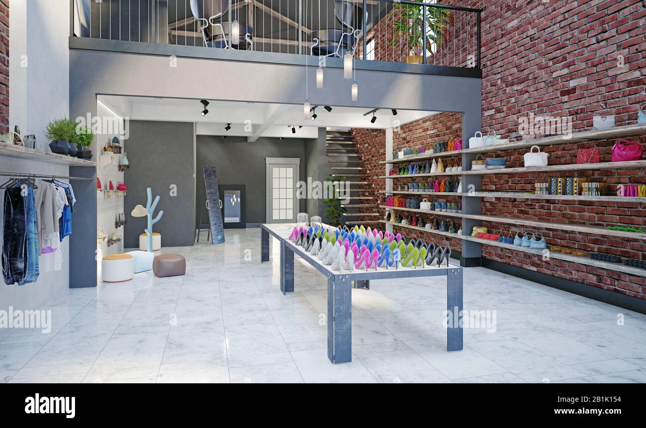 modern boutique interior design concept. 3d rendering Stock Photo - Alamy