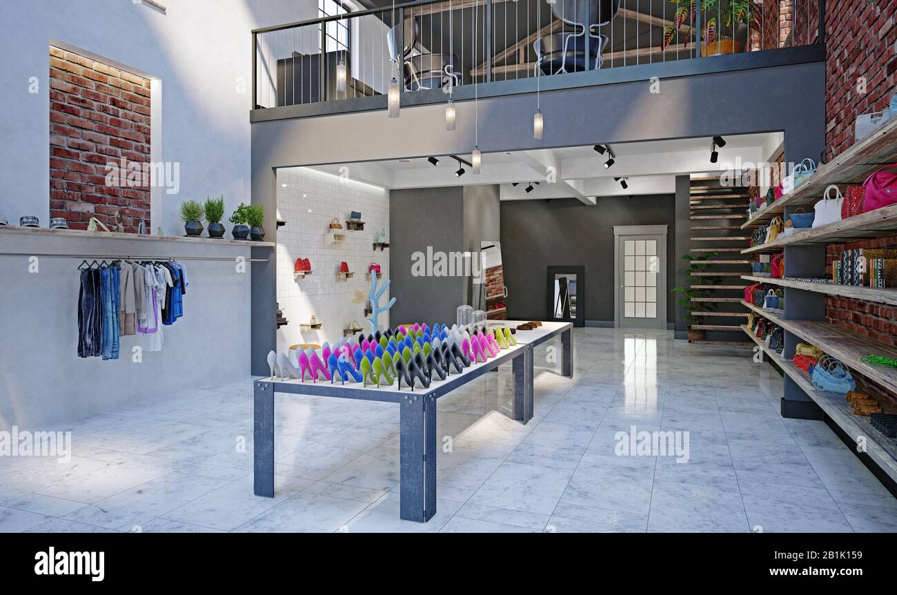 modern boutique interior design concept. 3d rendering Stock Photo - Alamy