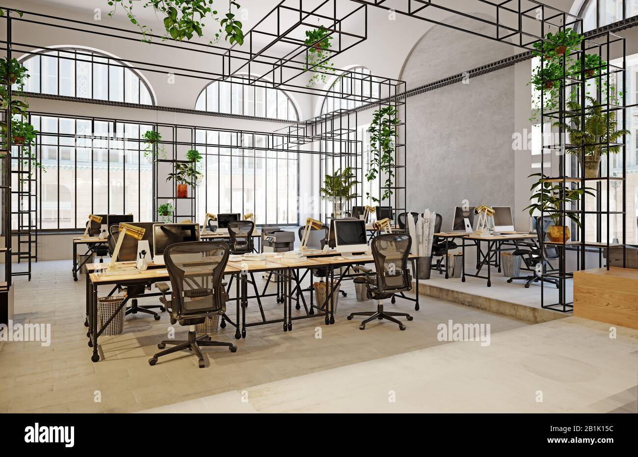 contemporary office interior. 3d rendering design concept Stock Photo ...