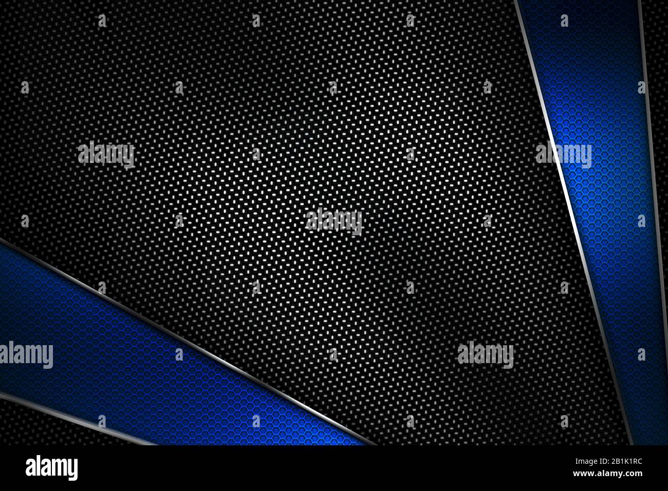 blue and black carbon fiber and chromium frame. metal background ...