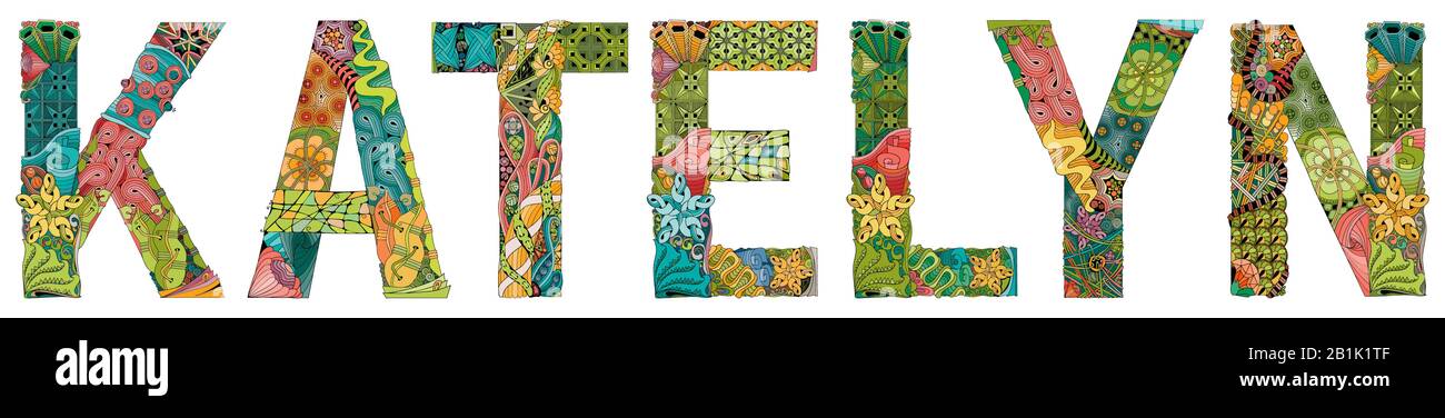 Female name Katelyn. Vector decorative zentangle object Stock Vector ...