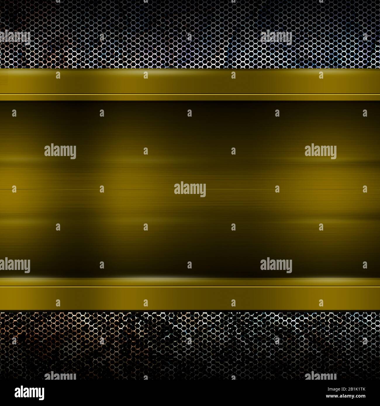 yellow metal plate on rusty metallic mesh for background and texture ...