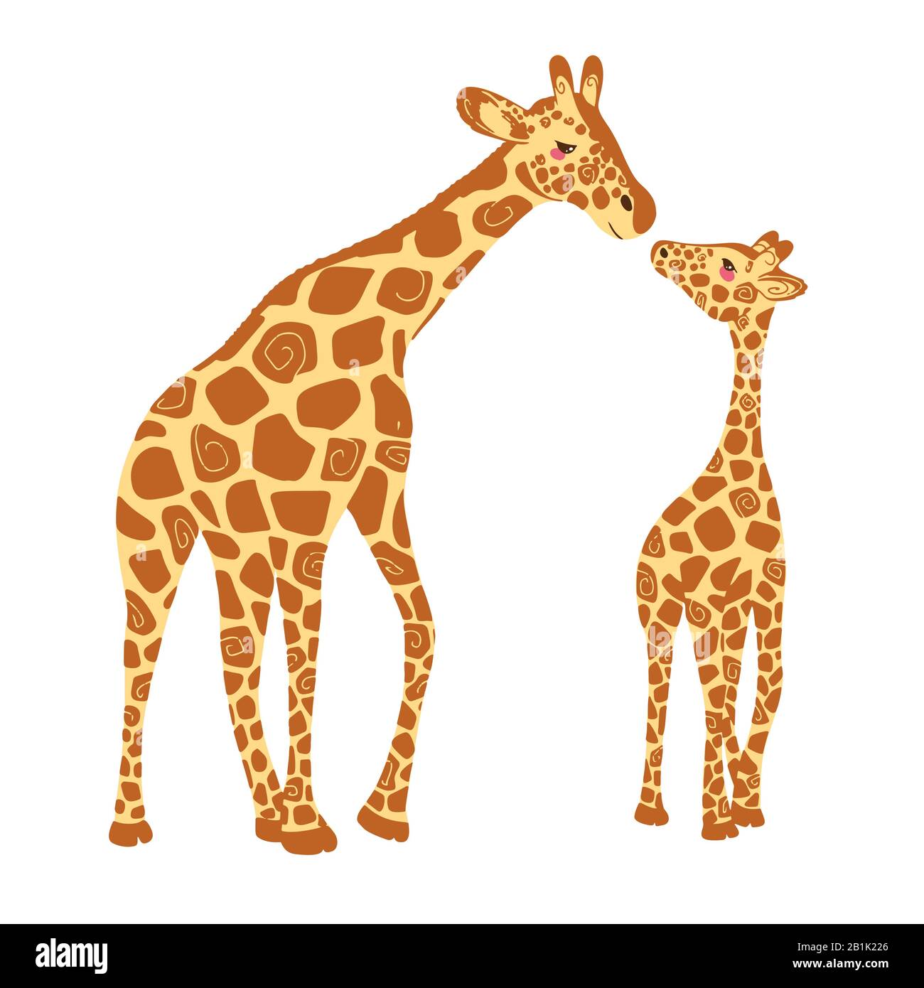 Two cute giraffes isolated on a white background. Baby giraffe and ... Two cute giraffes isolated on a white background. Baby giraffe and ...