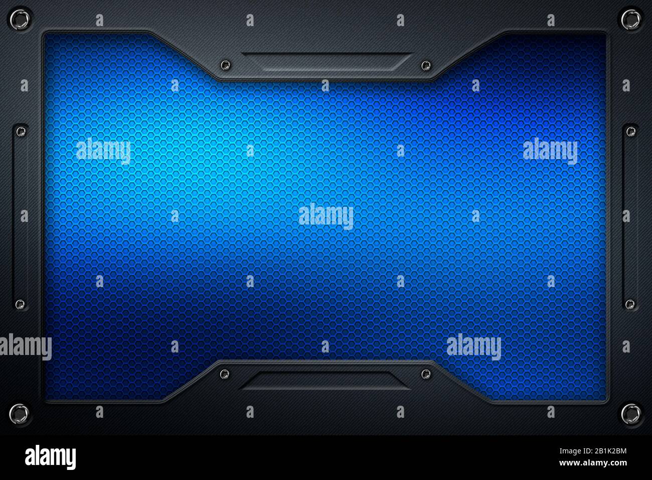 blue carbon fiber and frame for background and texture. 3d illustration ...